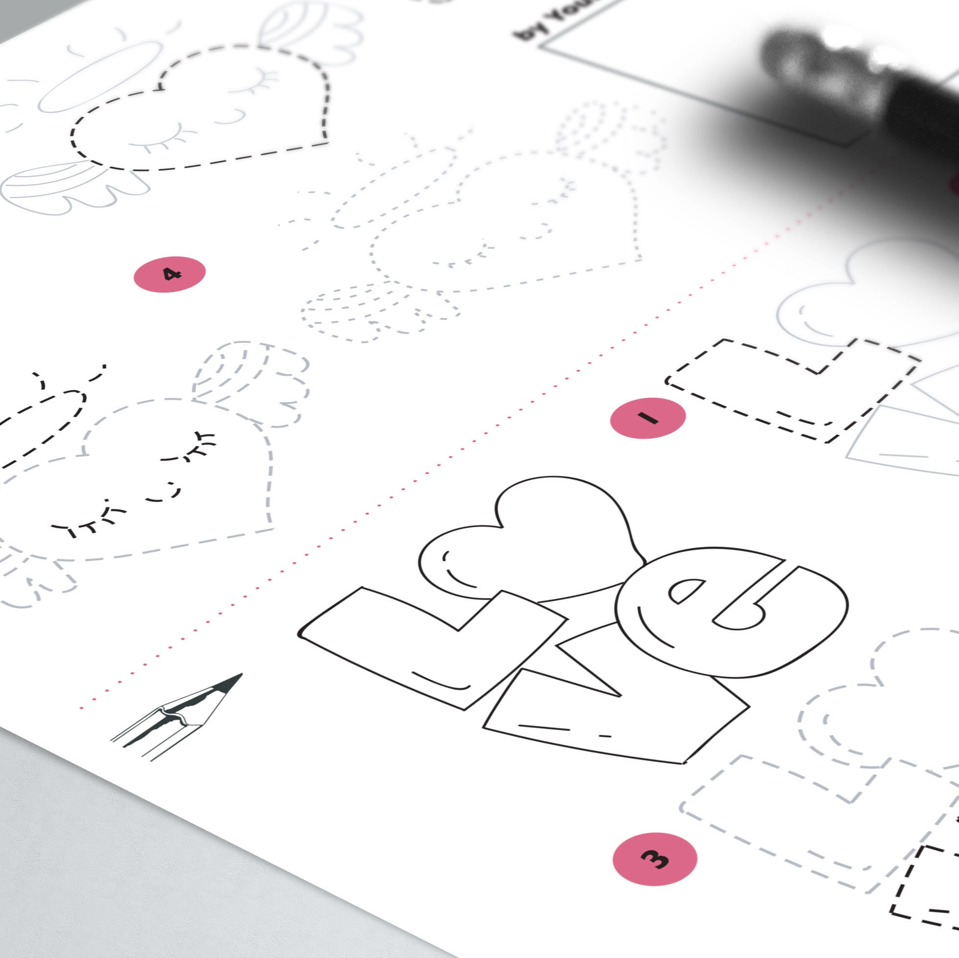 Draw Valentine's doodle with a instruction and step by | Etsy