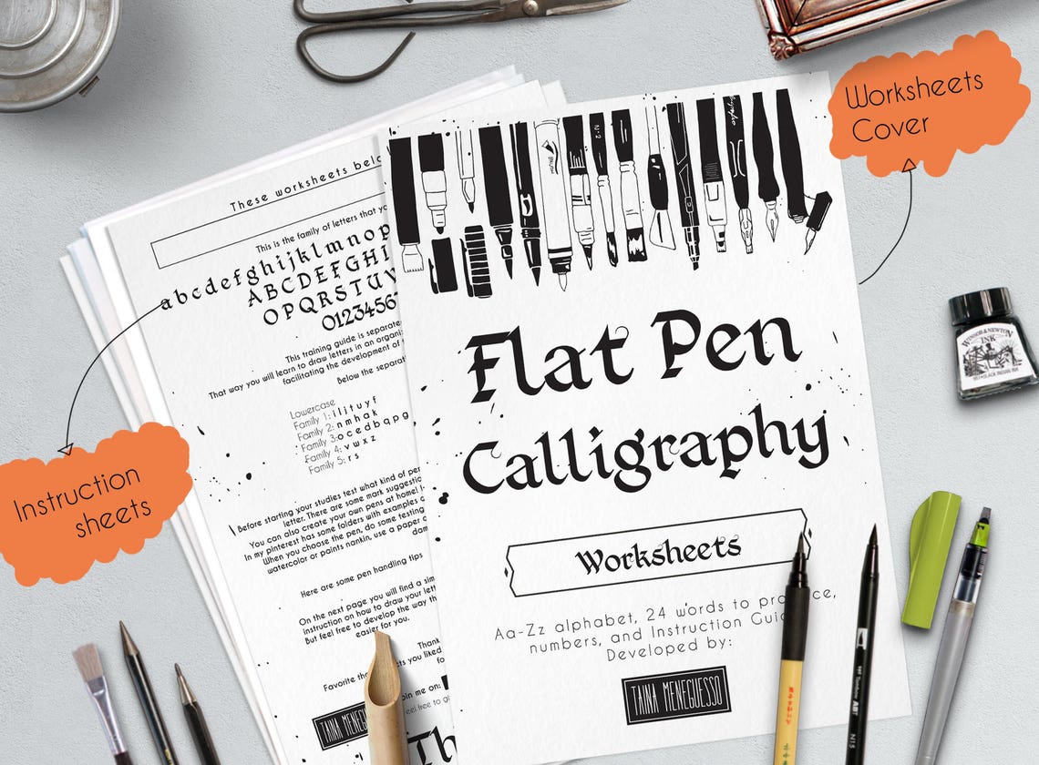 Pen Calligraphy Printable Worksheets a Complete Guide Aa-zz - Etsy