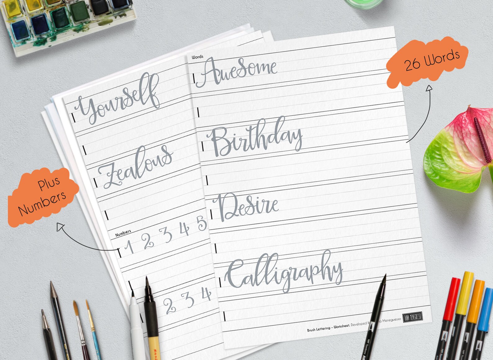 Learn Brush Lettering With a Complete Practice Guide Worksheet | Etsy