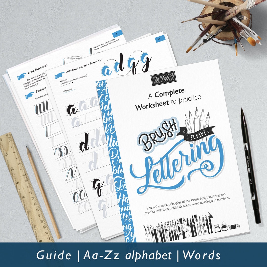Learn Brush Lettering With a Complete Practice Guide, Instructions ...