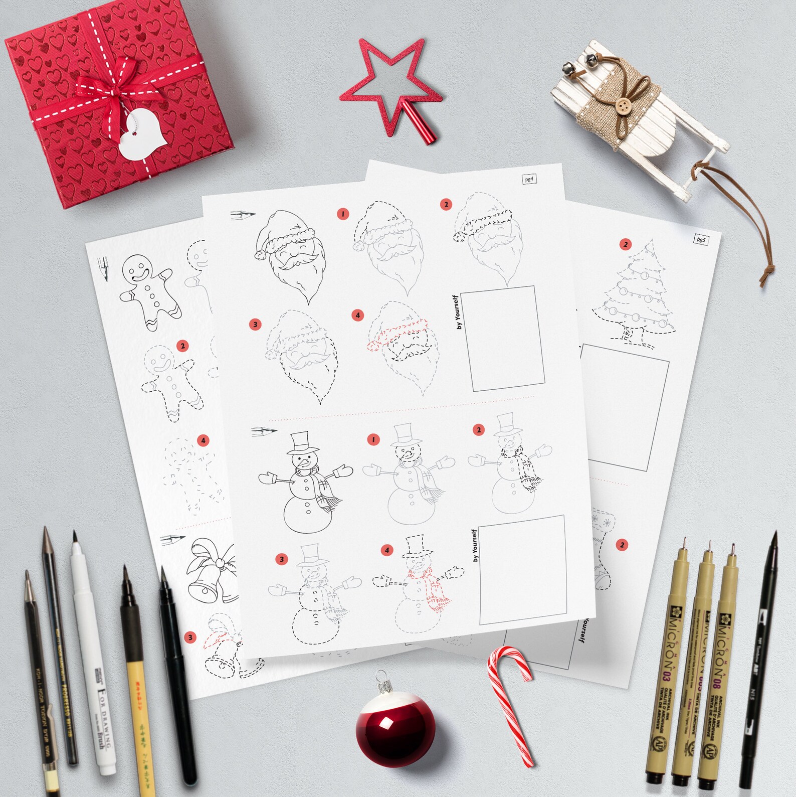 How to Draw Christmas Doodle Procreate File for Ipad | Etsy