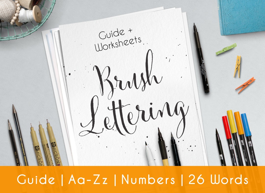 Learn Brush Lettering With a Complete Practice Guide Worksheet for ...