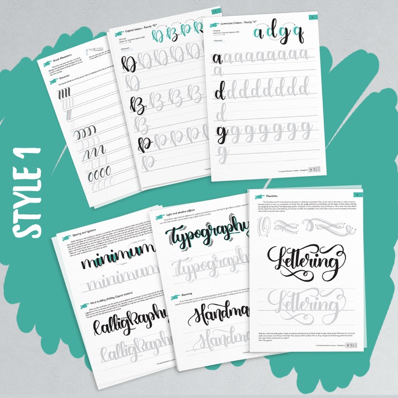 3 Workbook Lettering Guide to Practice With Detailed Step-by-step ...