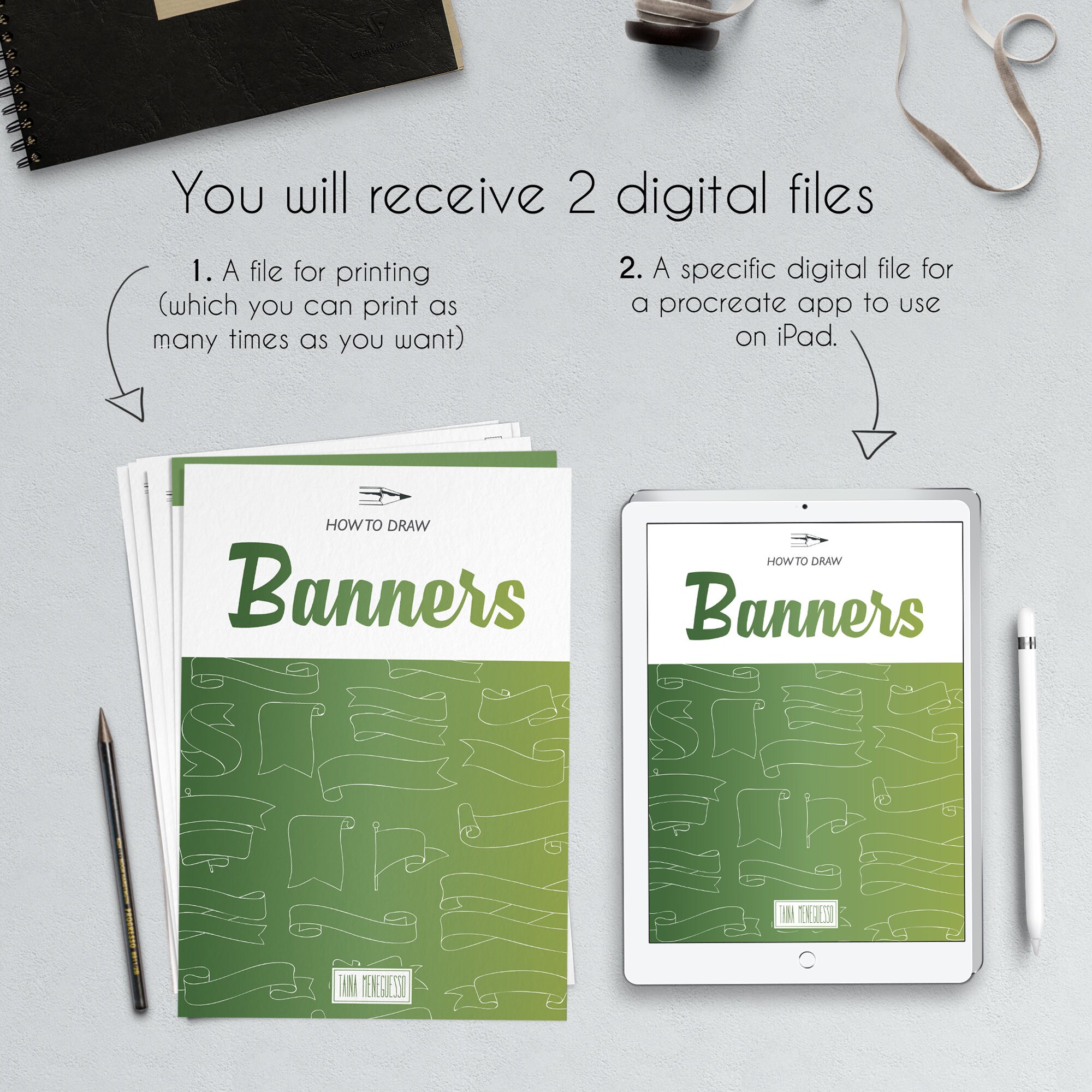 Draw Banners with a instruction and step by step worksheets | Etsy