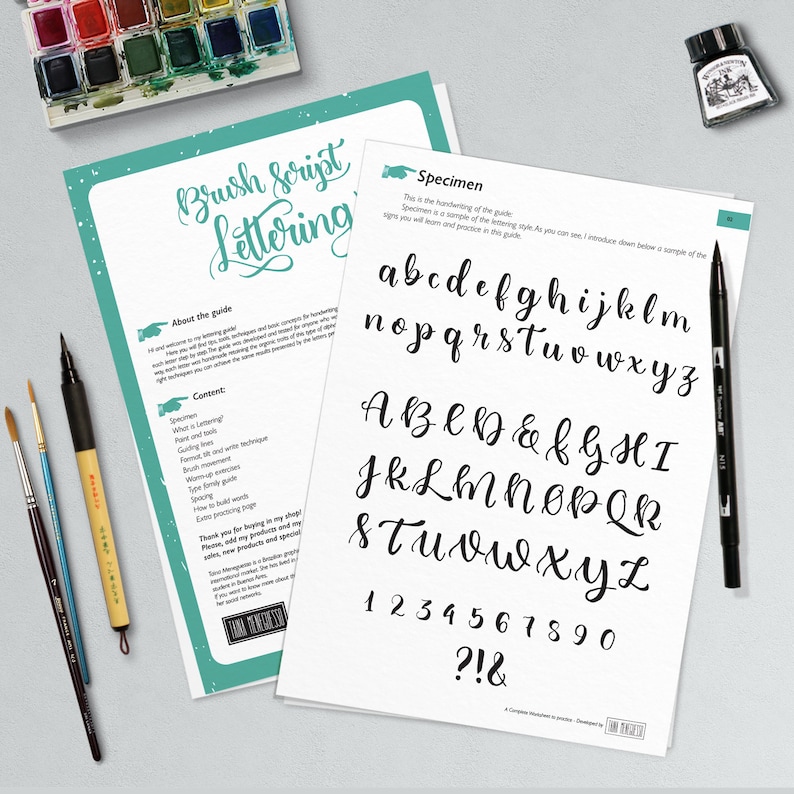 Learn Brush Lettering With a Complete Practice Guide | Etsy