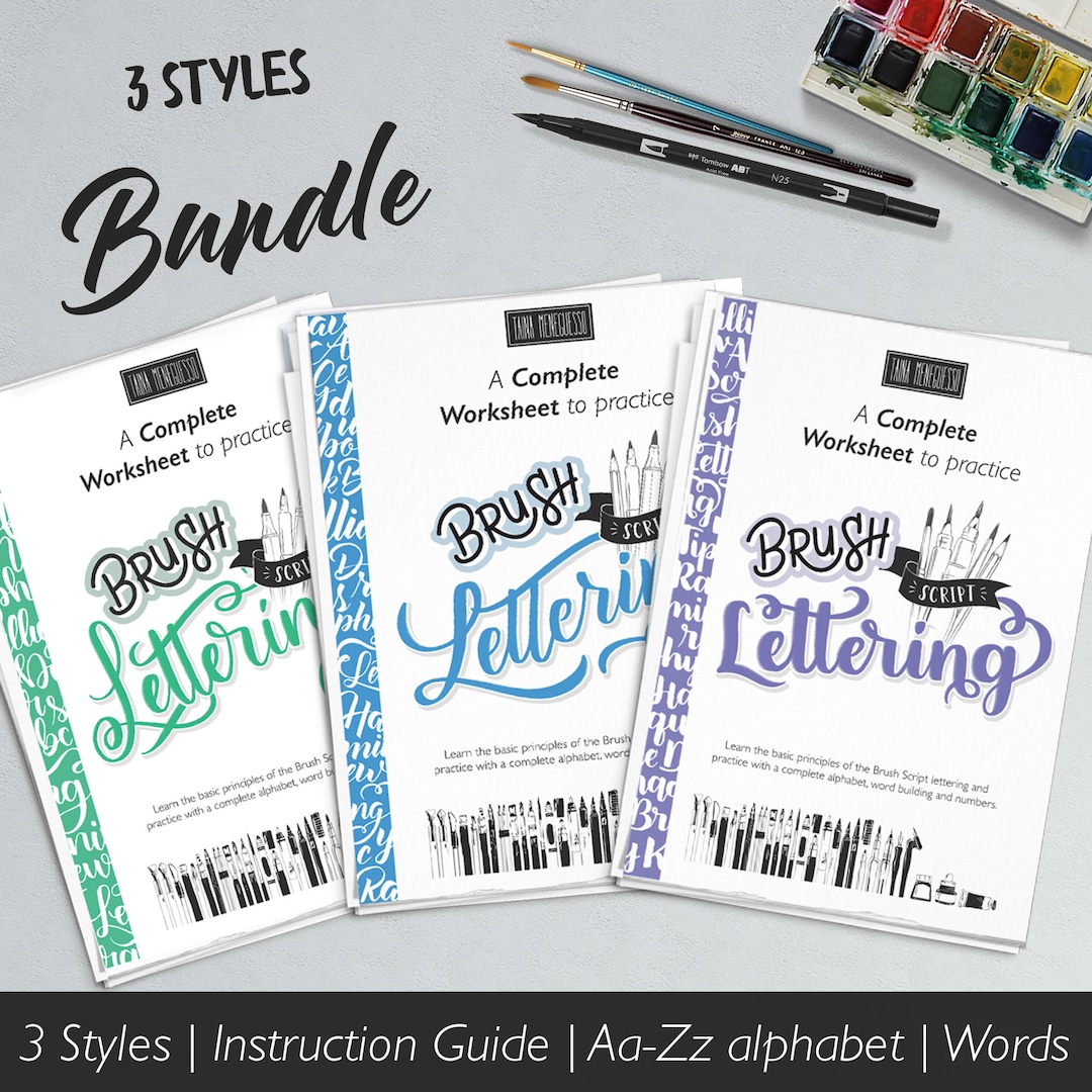 3 Workbook Lettering Guide to Practice With Detailed Step-by-step ...