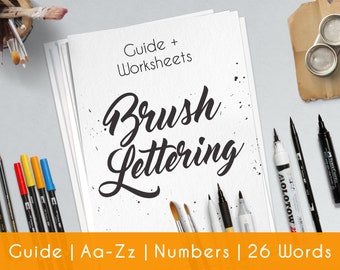 Learn Brush Lettering With a Complete Practice Guide Worksheet for ...