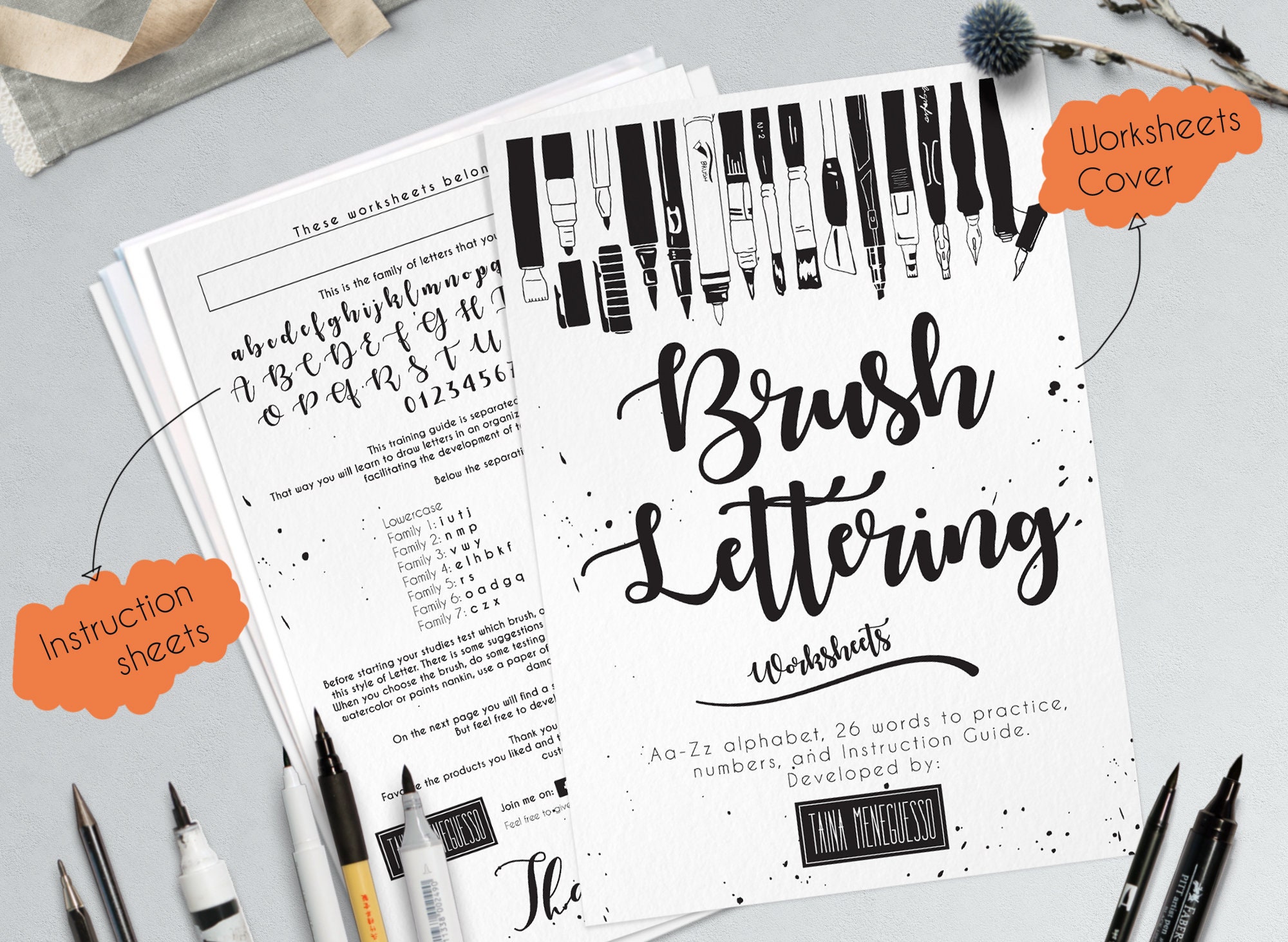 Learn Brush Lettering With a Complete Practice Guide Worksheet for ...