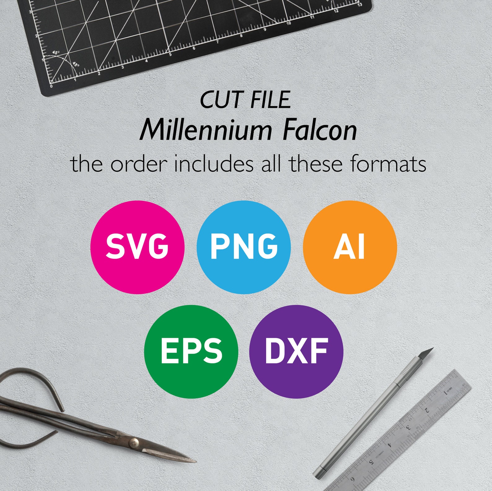 Star Wars - Millennium Falcon Cut File Format in Svg, Eps, Png, Dxf and ...