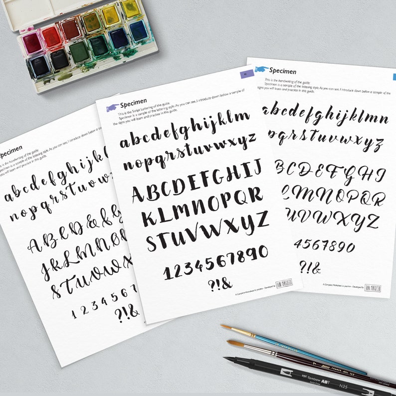 3 Workbook Lettering Guide to Practice With Detailed Step-by-step ...