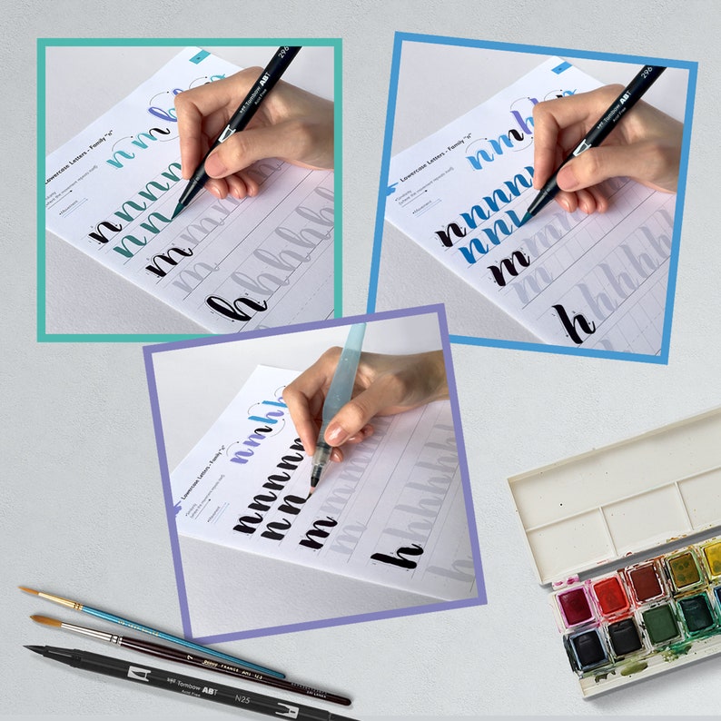 3 Workbook Lettering Guide to Practice With Detailed Step-by-step ...