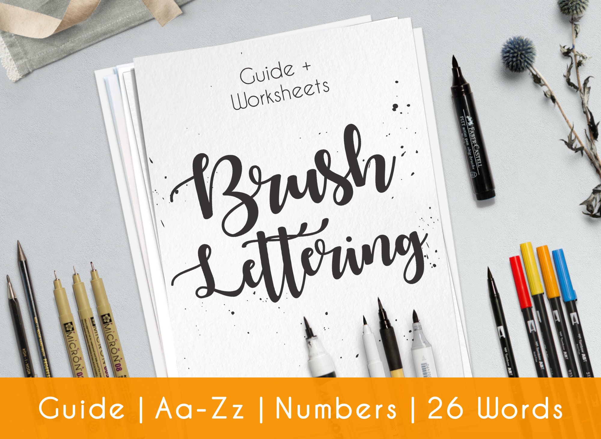 Learn Brush Lettering With a Complete Practice Guide Worksheet for ...