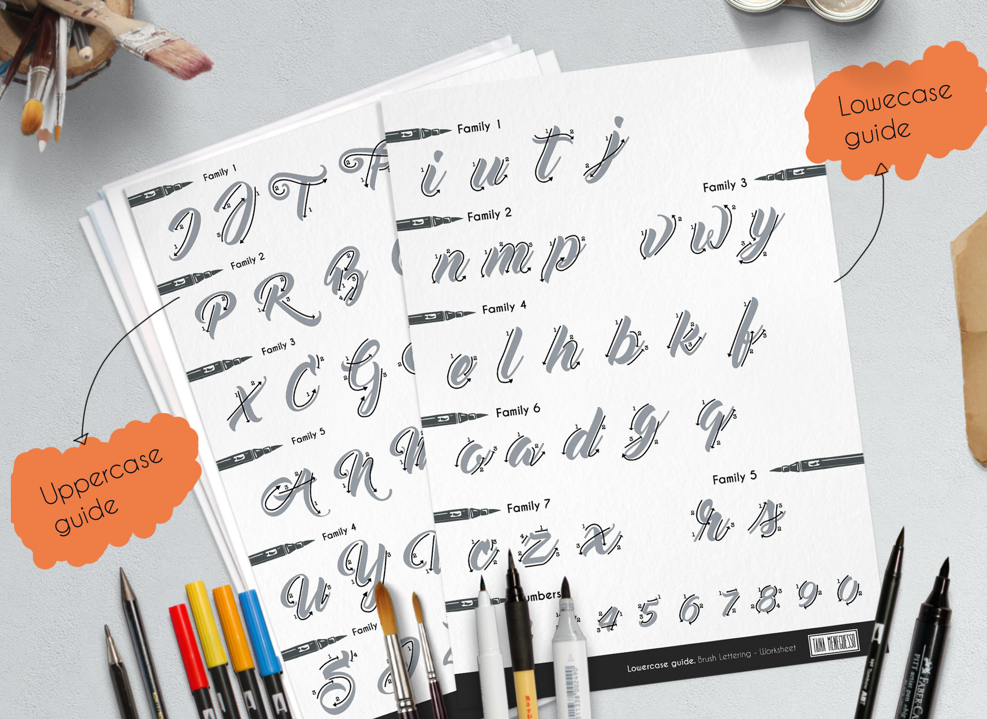 Learn brush lettering with a complete practice guide worksheet | Etsy