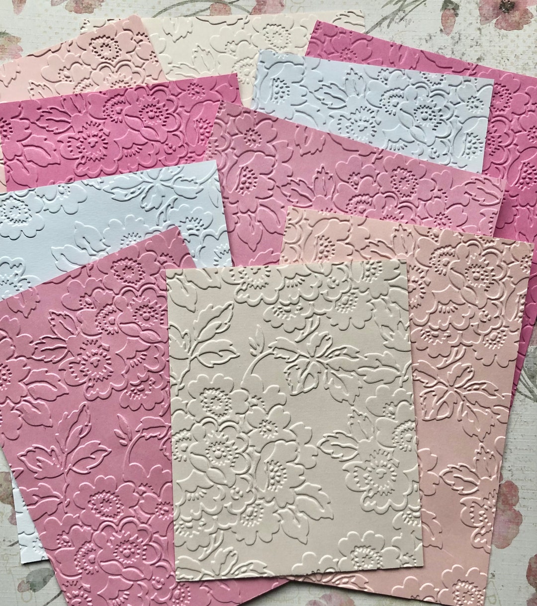 Pink and White Embossed Journal Cards - Shades of Pink Journal Cards ...