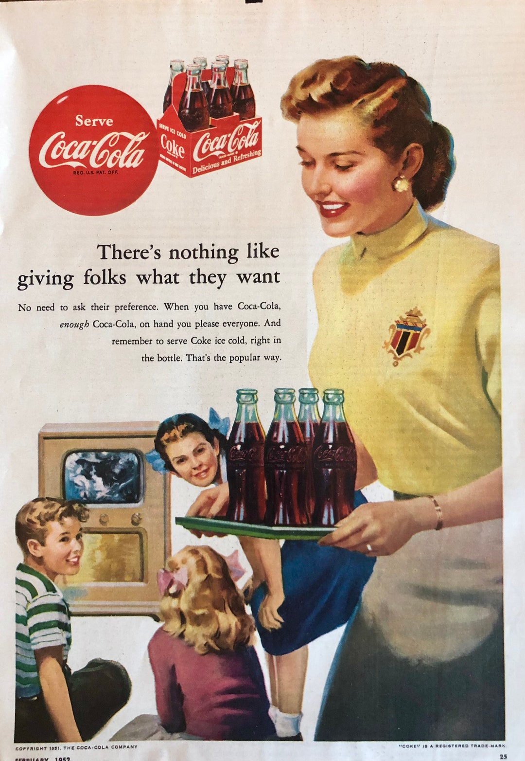 Vintage 1950 Coca Cola Print Ad - Coca Cola Magazine Advertisement - Etsy