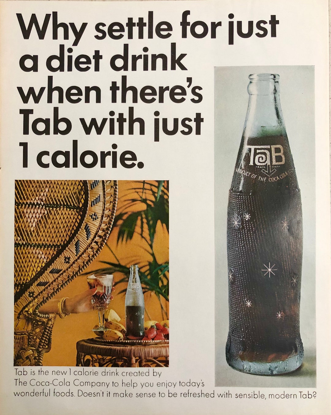 Tab Diet Cola Vintage 1965 Print Ad 7965 - Etsy