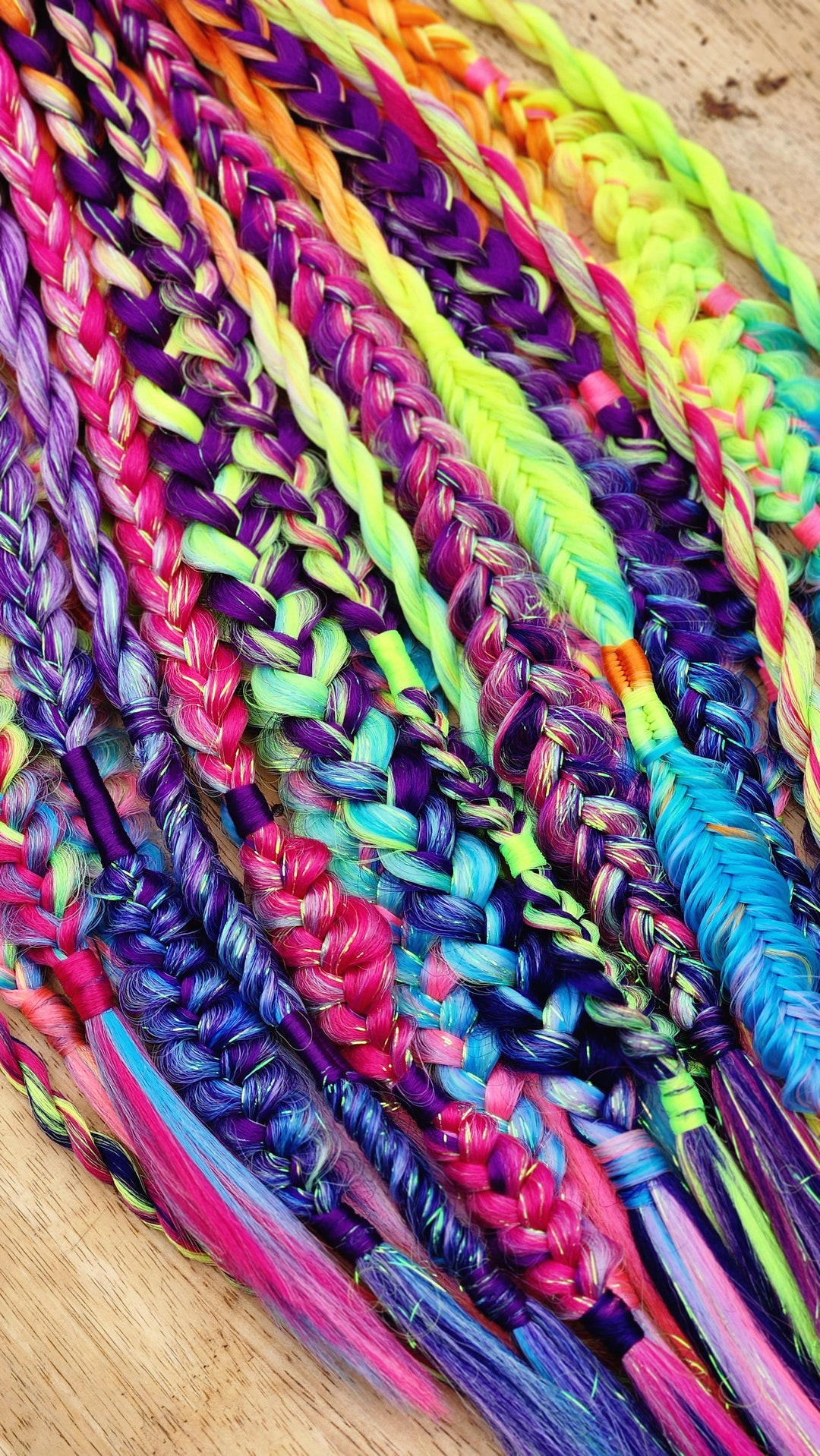 Rainbow Tinsel Braid | Synthetic Festival Hair Extension - Etsy