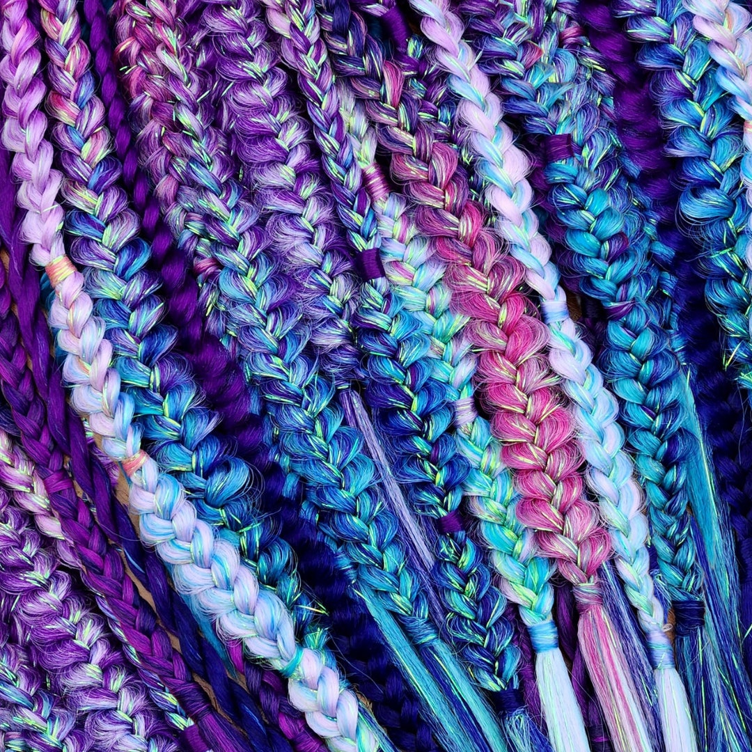 Mermaid Sparkle Braids | Tinsel Glitter Watery | Mixed Puffy Fishtail ...