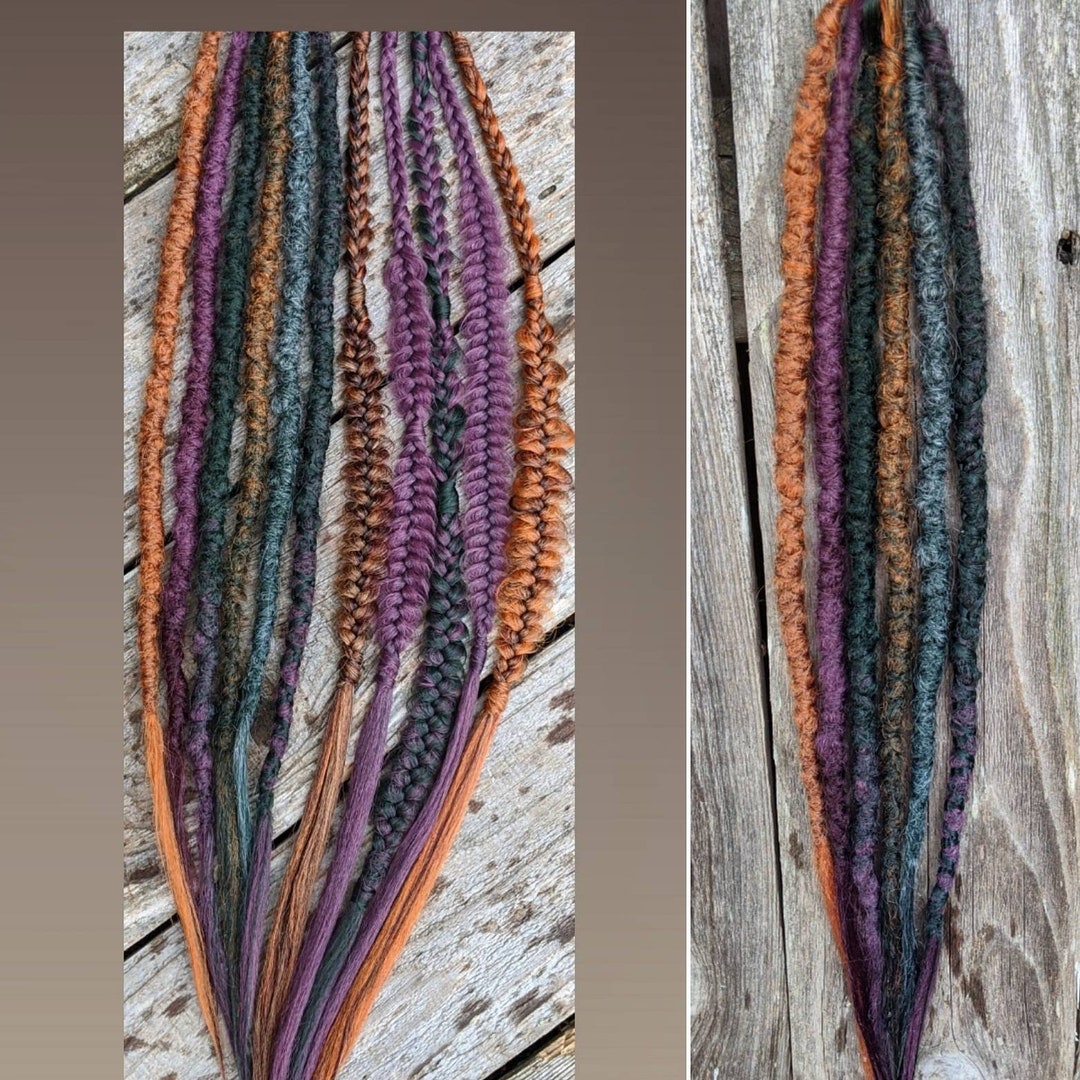 Autumn Earthy Rainbow Mix Dreads and Braids Hair Extensions - Etsy