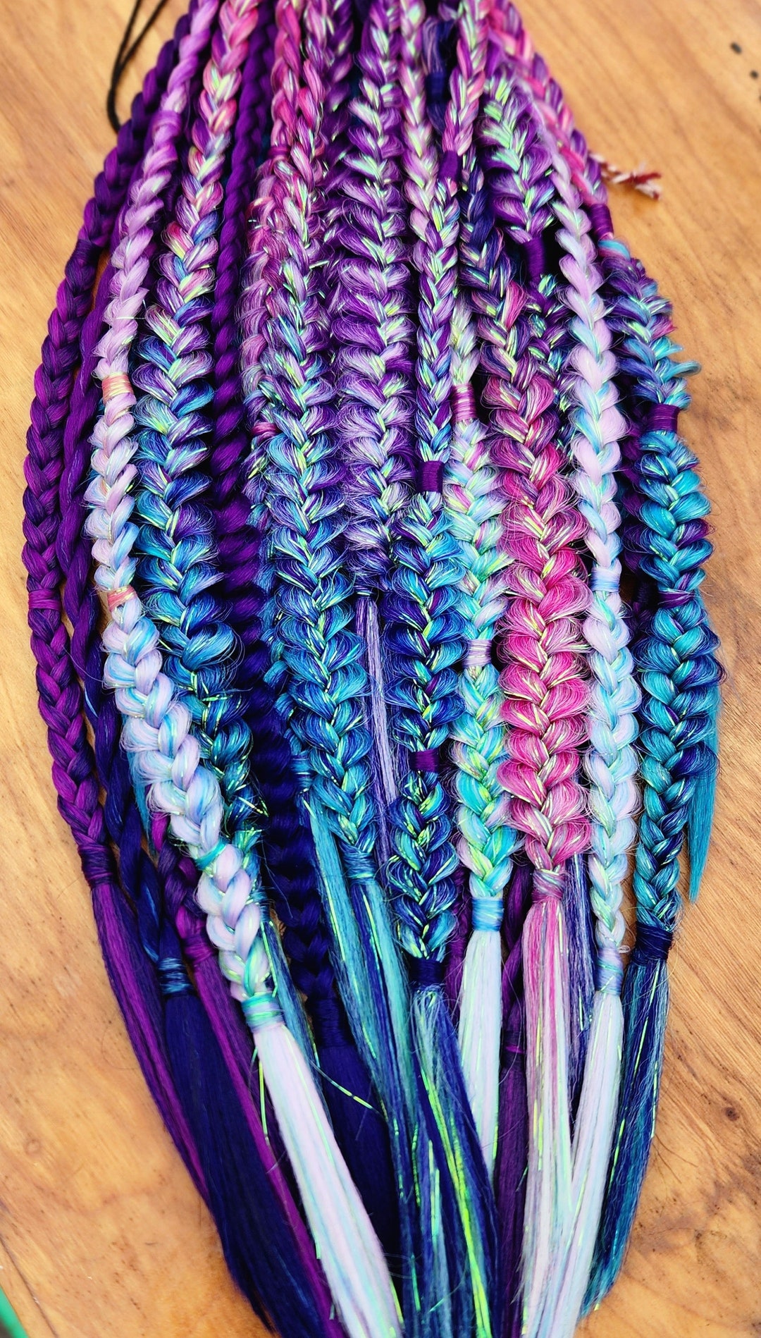 Mermaid Sparkle Braids | Tinsel Glitter Watery | Mixed Puffy Fishtail ...
