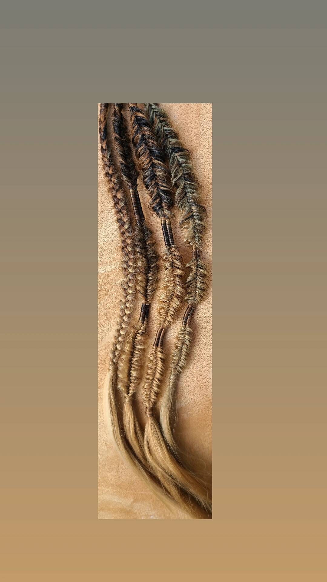 Tigers Eye Braid Set | Brown to Blonde Ombre Mixed Puffy & Fishtail ...