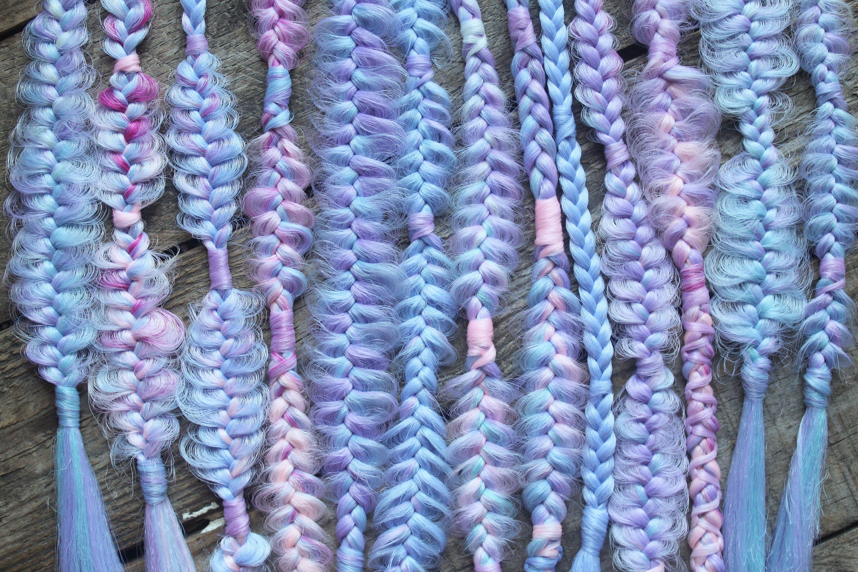 Braids Accent Set of 3 Mixed Puffy, Fishtail, Box, Mixed Synthetic ...