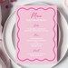 Wave Border Menu Card, Pink Menu Printable, Editable Template ...