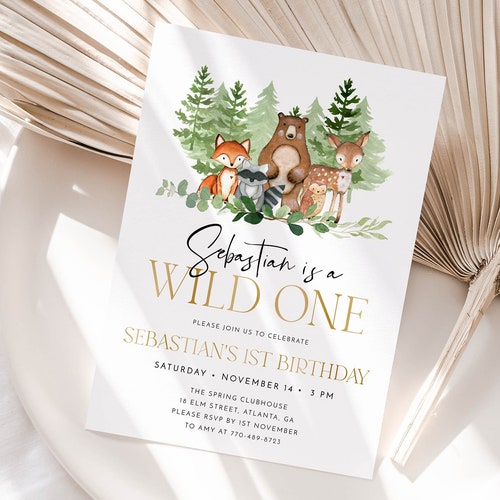 Editable Woodland Animals Birthday Invitation Printable - Etsy
