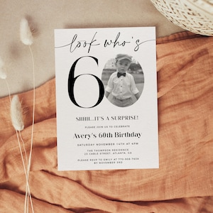 Look Who's 60, 60th Birthday Invitation Template, Photo 60th Birthday ...