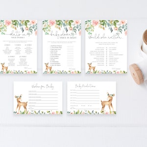 Deer Baby Shower Games Bundle, Fully Editable Shower Games, Woodland ...