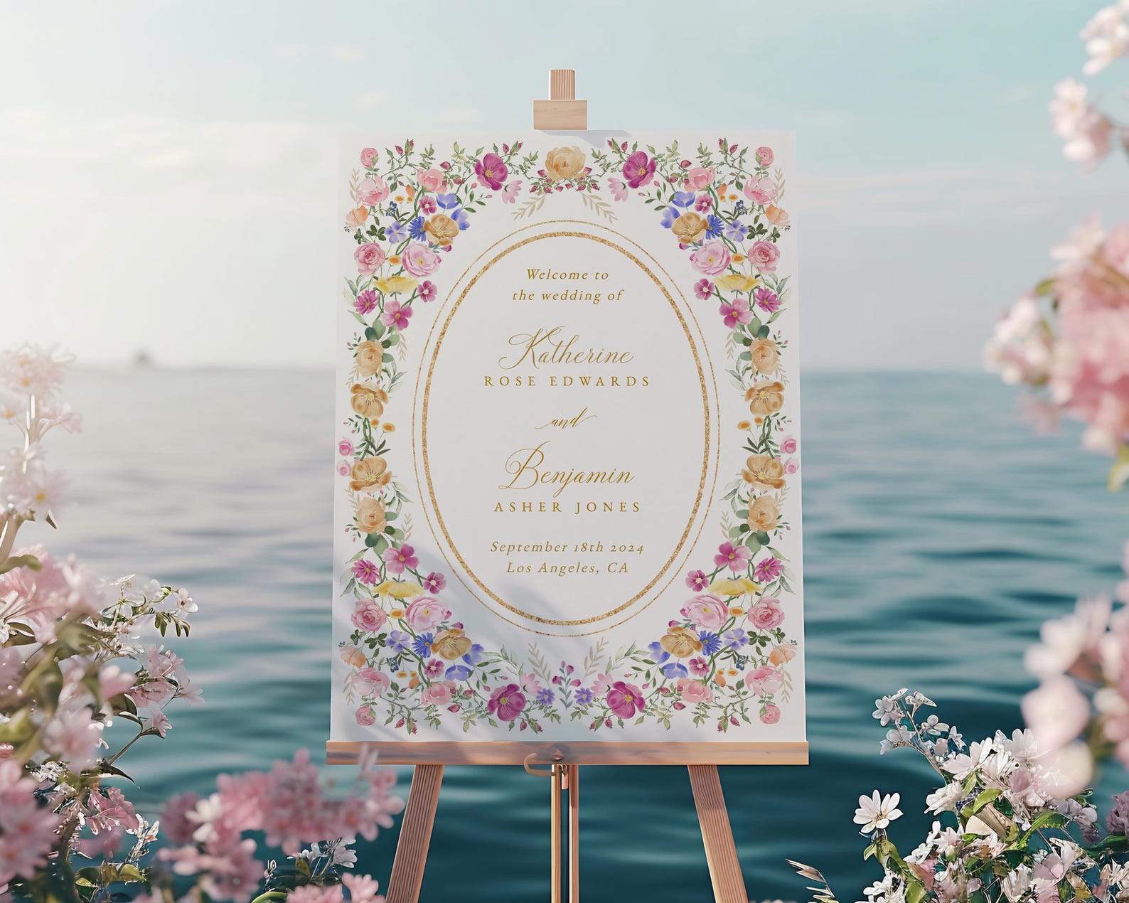 Spring Floral Welcome Sign, Floral Garden Wedding Welcome Template ...