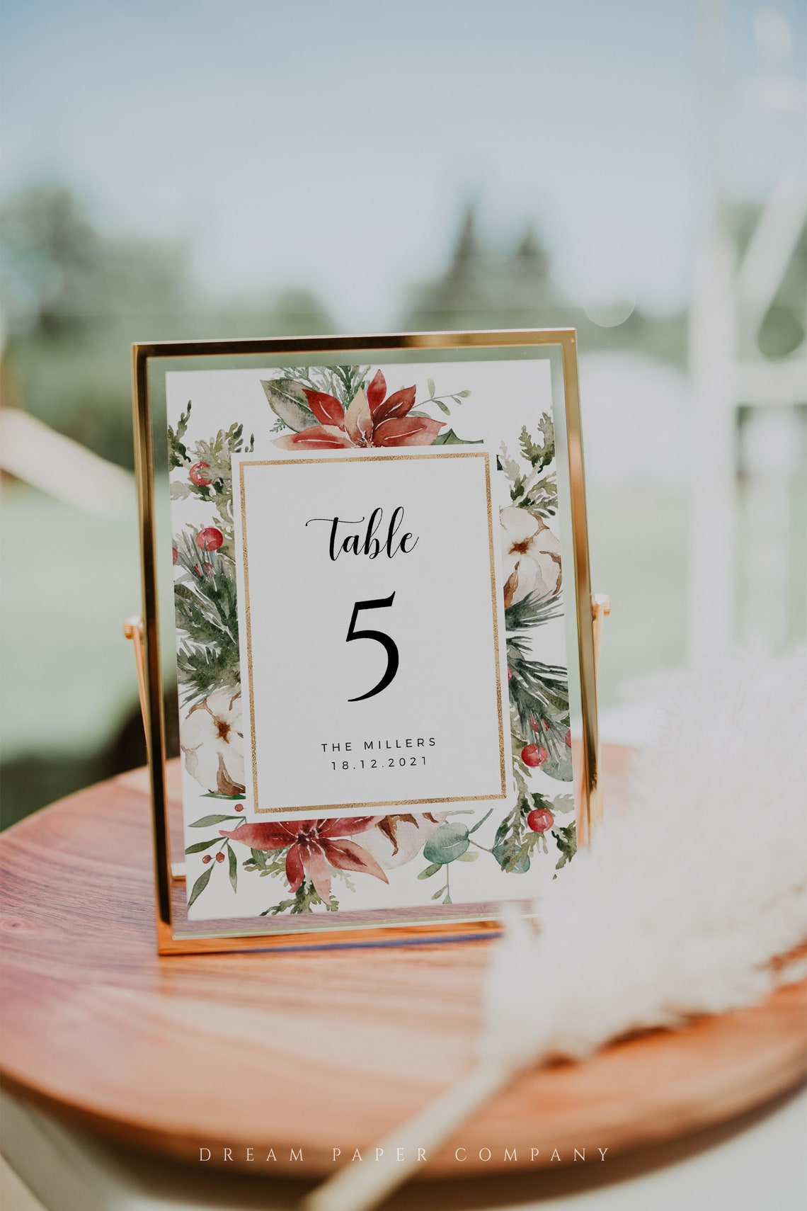 Christmas Table Numbers Template, Winter Wedding Table Numbers ...