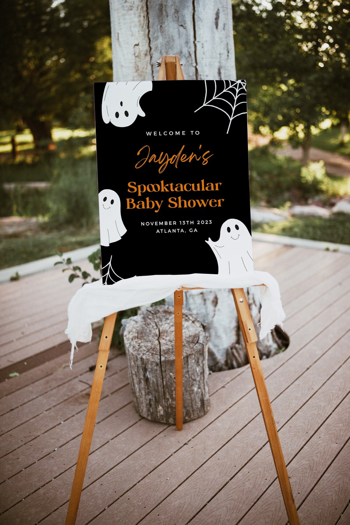 Spooky Baby Shower Welcome Sign, Halloween Baby Shower Welcome, Ghost ...