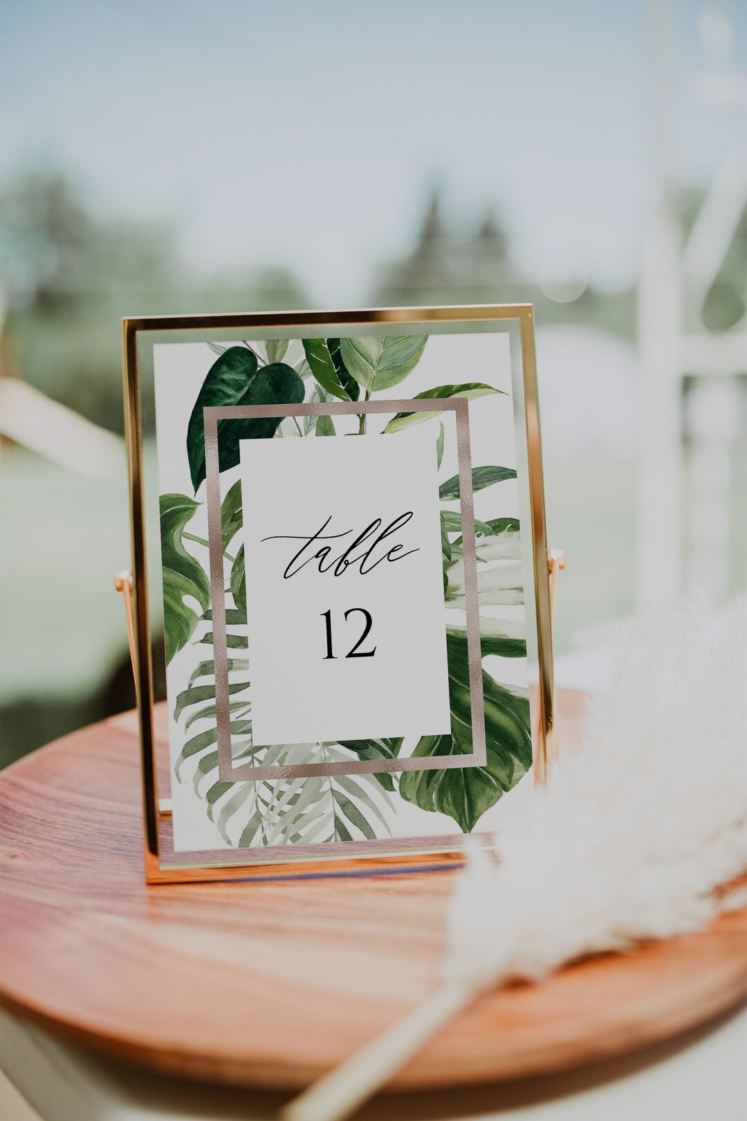 Tropical Table Numbers Template, Greenery Wedding Table Numbers ...