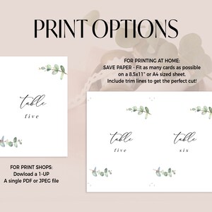 Tropical Table Numbers Template, Greenery Wedding Table Numbers ...