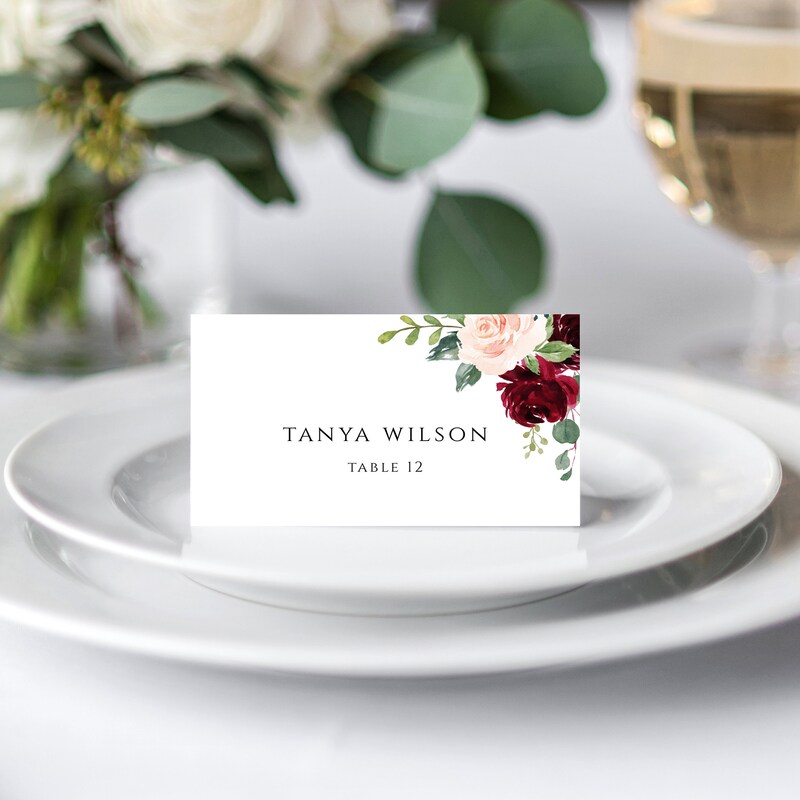 Burgundy Place Cards - Etsy