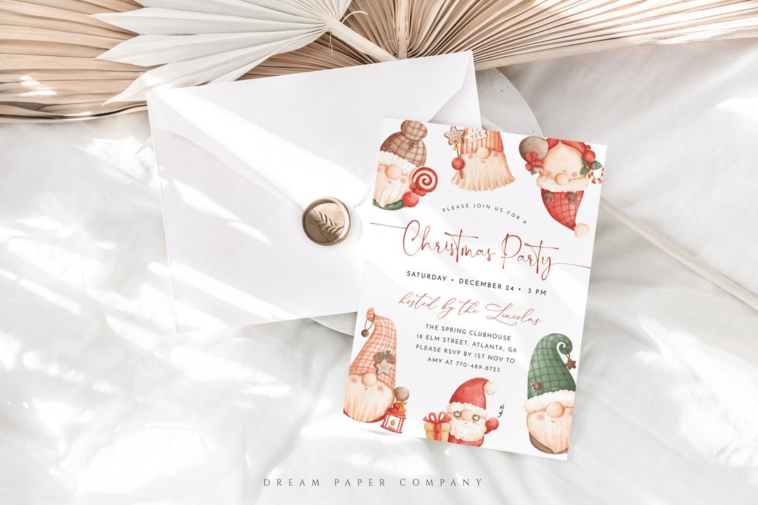 Christmas Party Invitation Template, Holiday Party Invite, Editable ...