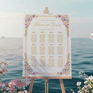 Spring Floral Seating Chart Template, Floral Garden Seating Chart ...