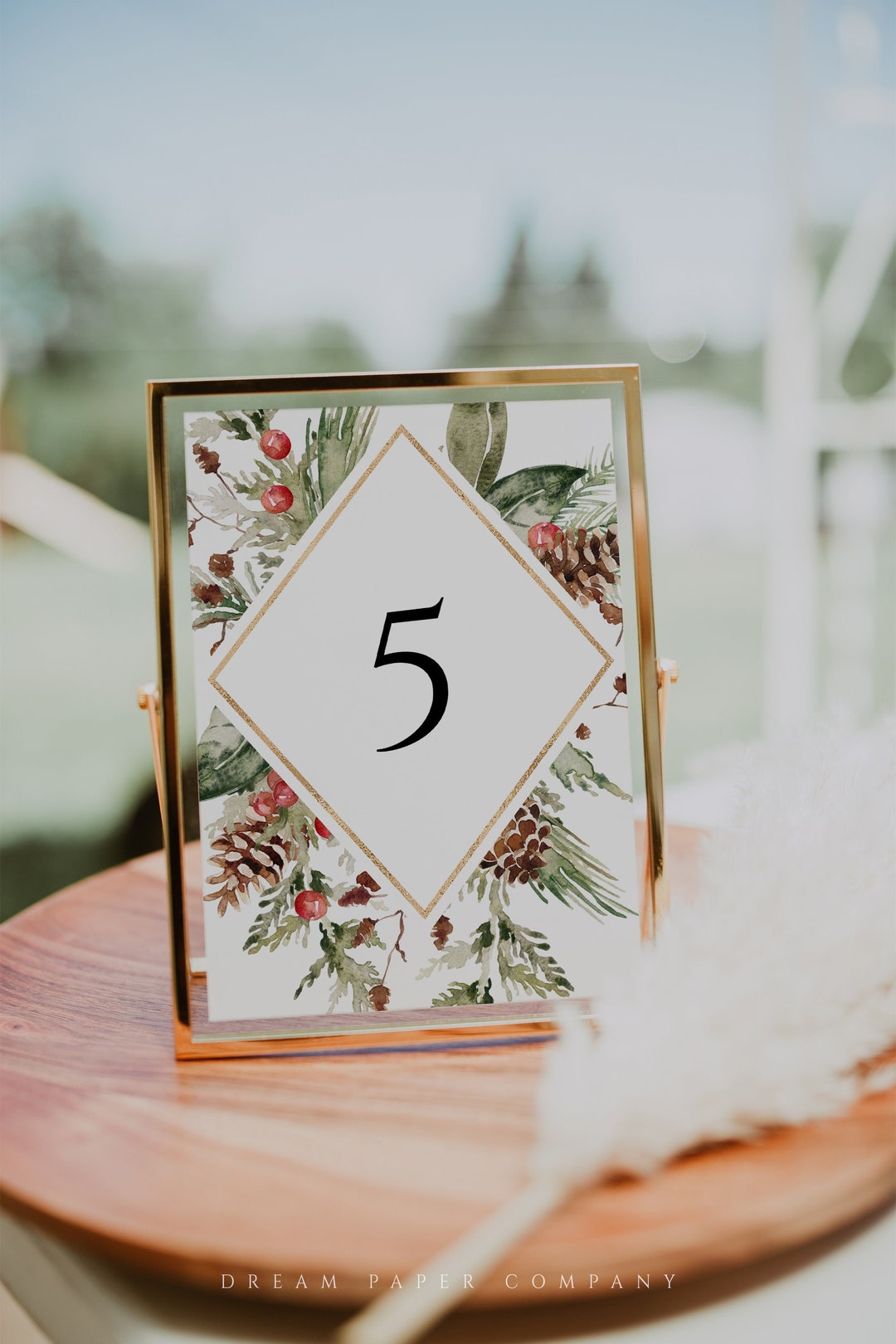 Christmas Table Numbers Template, Winter Wedding Table Numbers ...