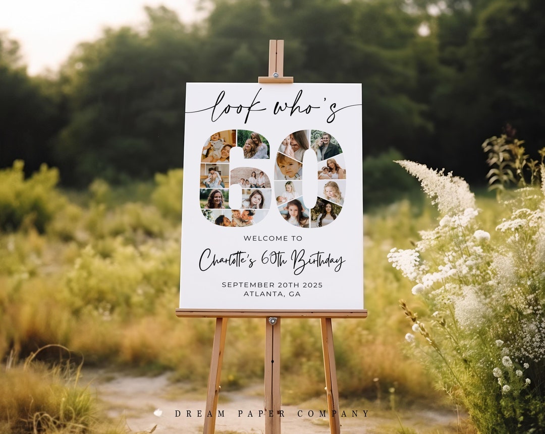 60th Birthday Welcome Sign Template, 60th Birthday Photo Collage, 60th ...