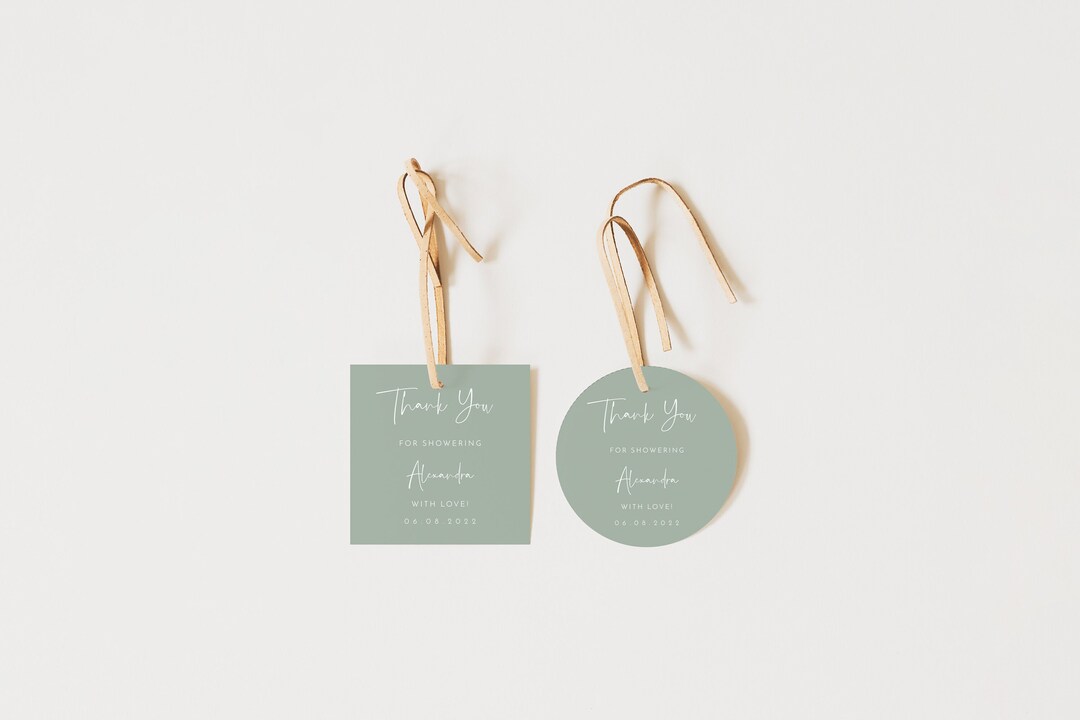 Sage Green Favor Tag Template, Minimalist Baby Shower Favor Tag, Girls ...