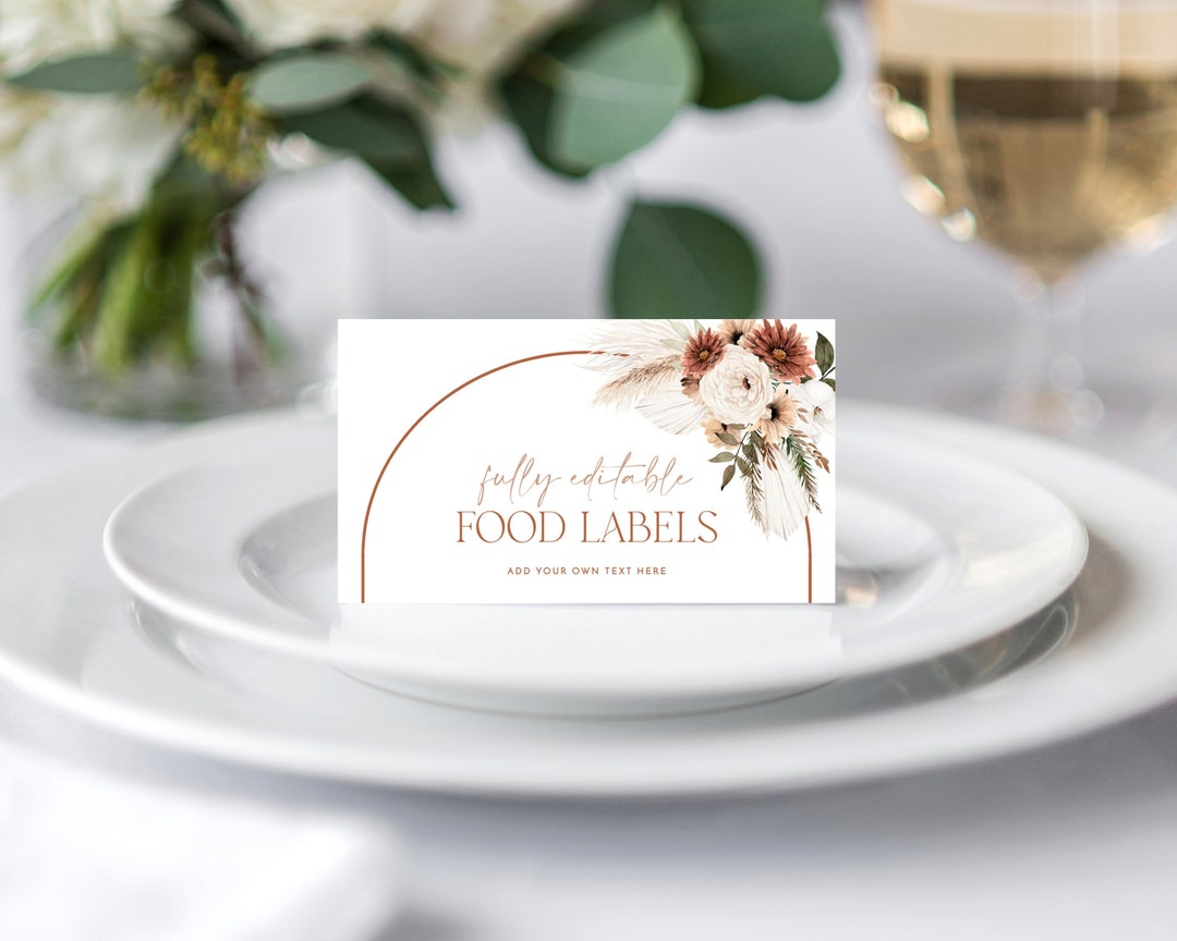 Boho Food Labels Template, Baby Shower Food Labels, Food Tent Cards ...