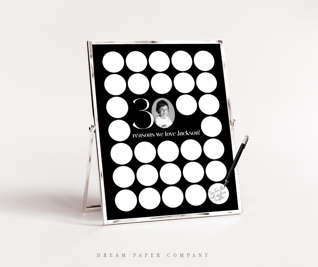 30 Reasons We Love You Printable, Photo 30th Signature Board, 30th ...