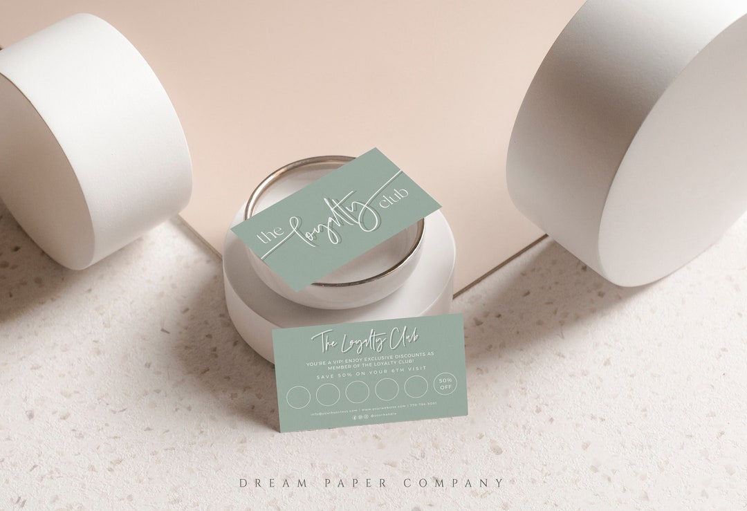 Sage Green Loyalty Card Template Minimalist Loyalty Card - Etsy