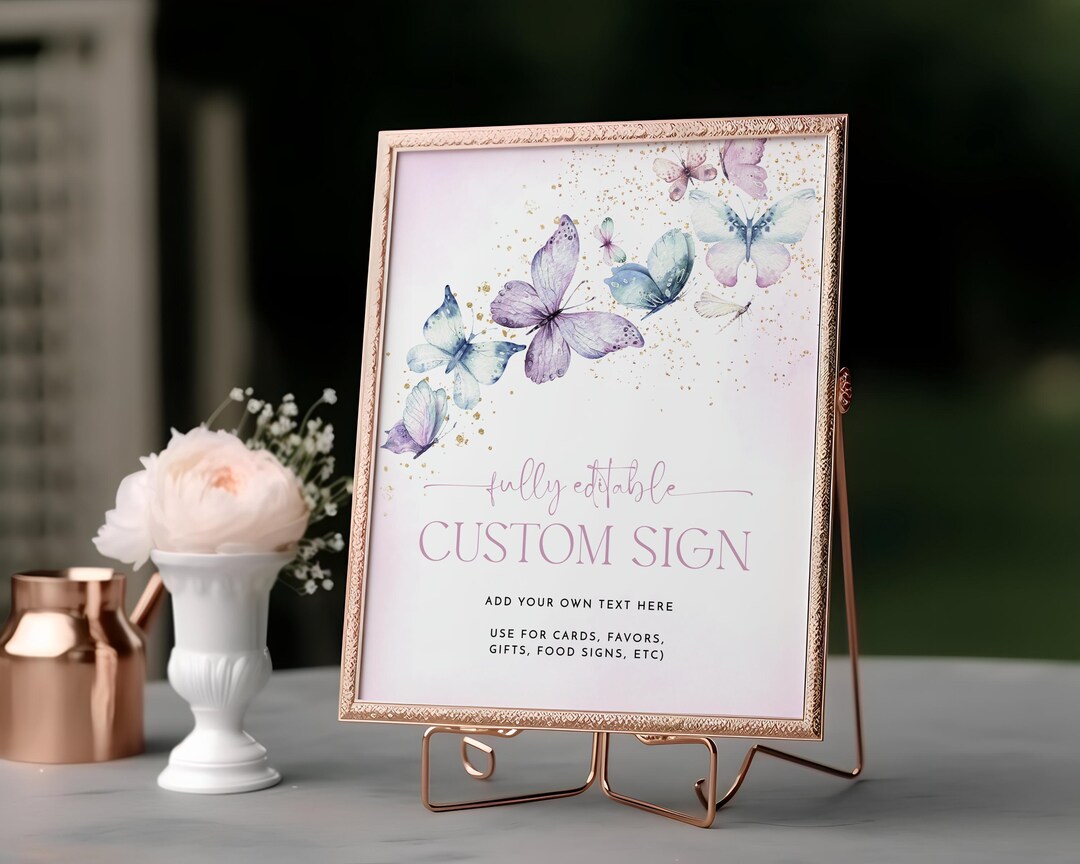 Butterfly Custom Sign Template, Modern Custom Sign, Butterfly Baby ...