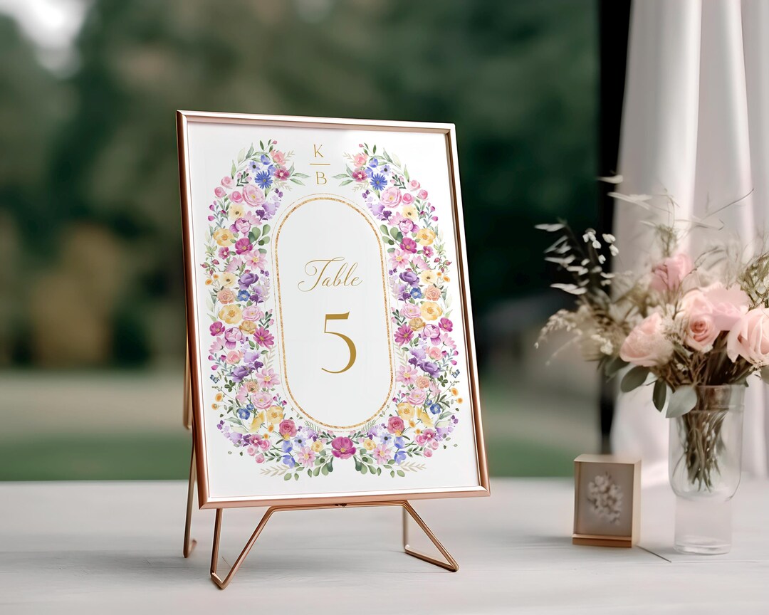 Spring Floral Table Numbers Template, Floral Garden Wedding Table ...