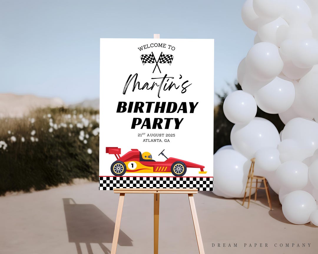 Race Car Birthday Welcome Sign, Printable Racing Birthday Welcome Sign ...