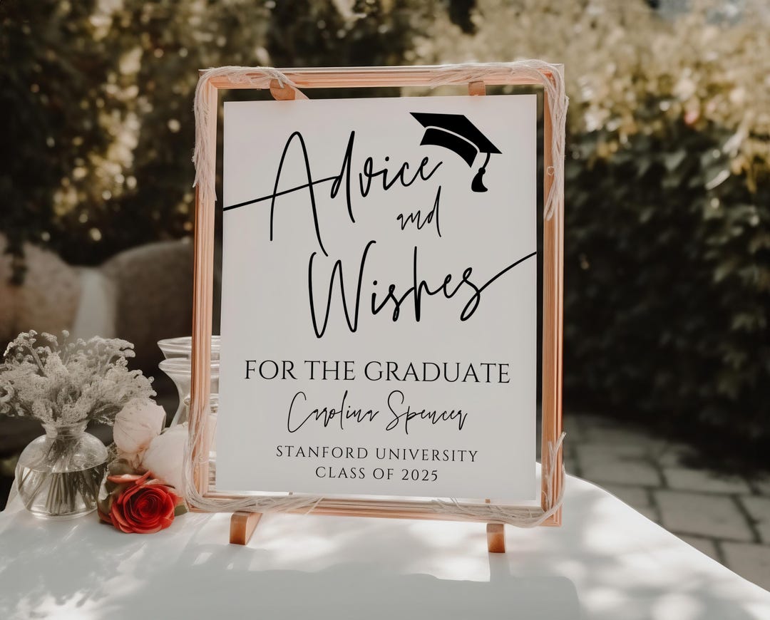 Graduation Advice and Wishes Sign Template, Graduation Table Sign ...