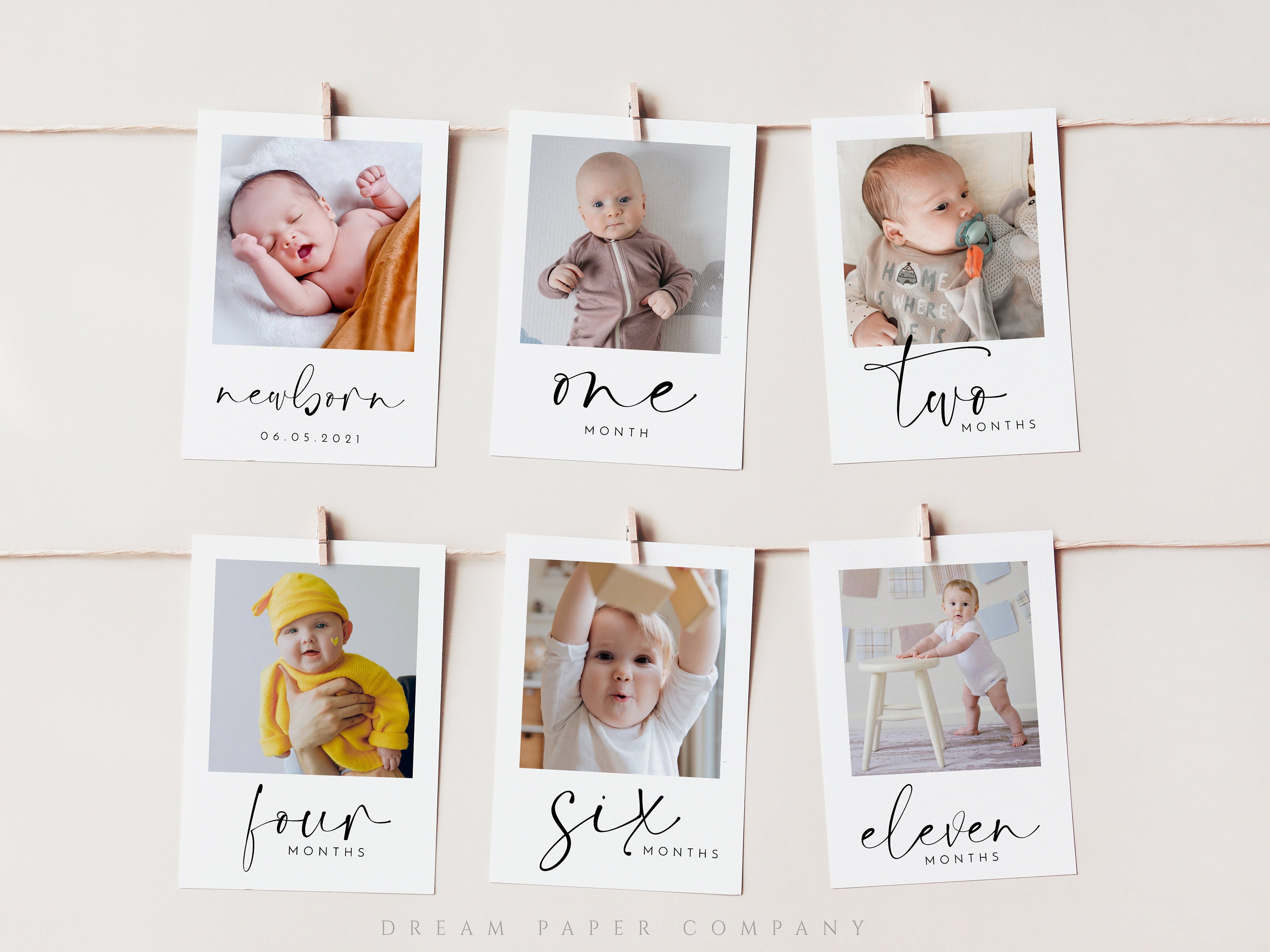First Birthday Monthly Photo Banner Template Baby Milestone - Etsy