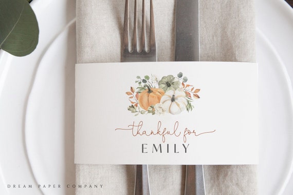 Thanksgiving Name Card Template Pumpkin Place Card Printable - Etsy